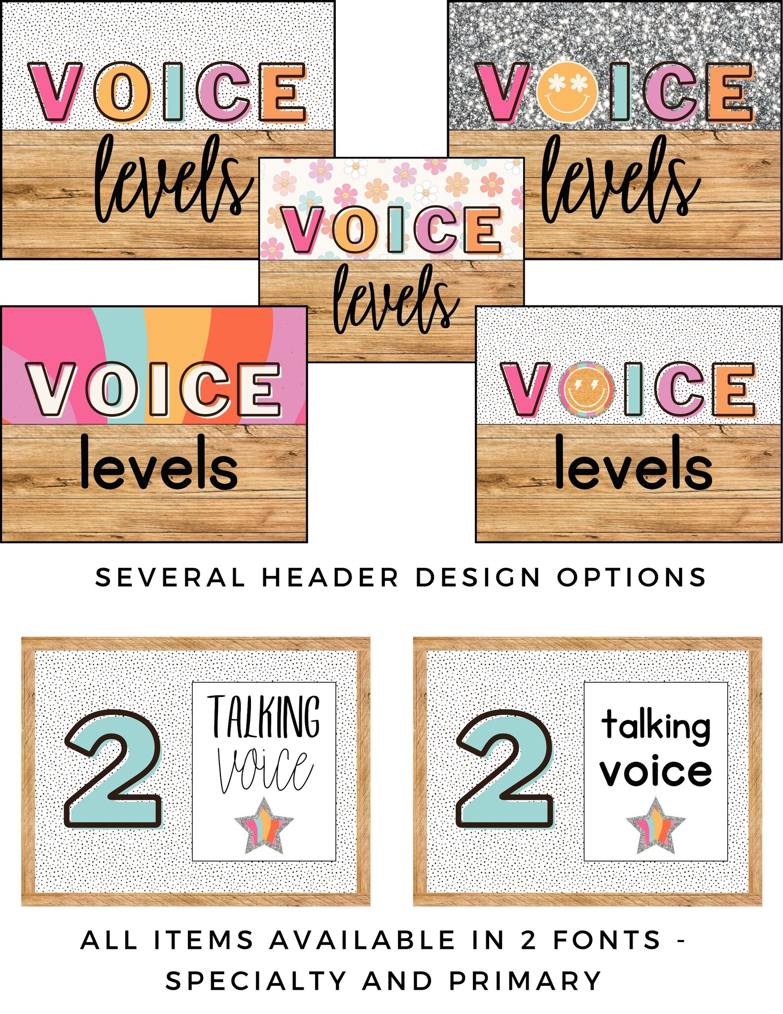 Groovy Glitter Voice Level Classroom Posters - Etsy