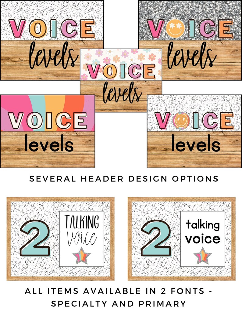 Groovy Glitter Voice Level Classroom Posters - Etsy