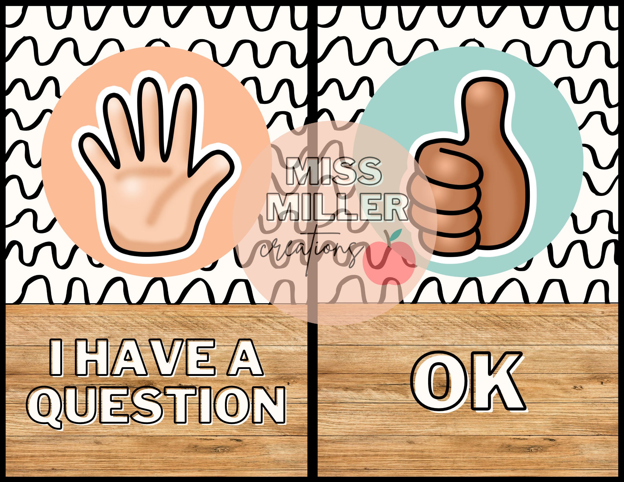 Groovy Boho Hand Signals Classroom Posters [editable] - Etsy