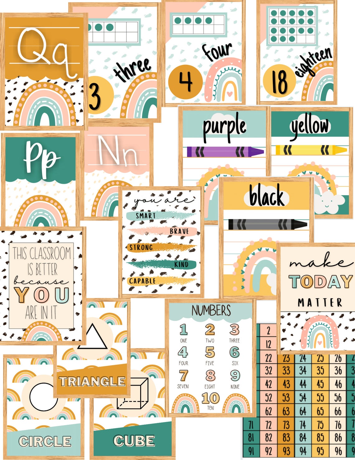 Modern Boho Rainbow Classroom Complete Bundle editable - Etsy