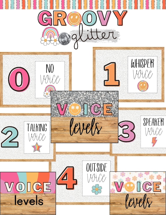 Groovy Glitter Voice Level Classroom Posters - Etsy
