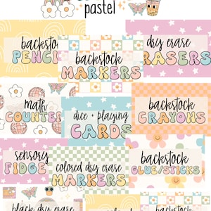 Groovy Pastel Classroom Supply Labels - Etsy