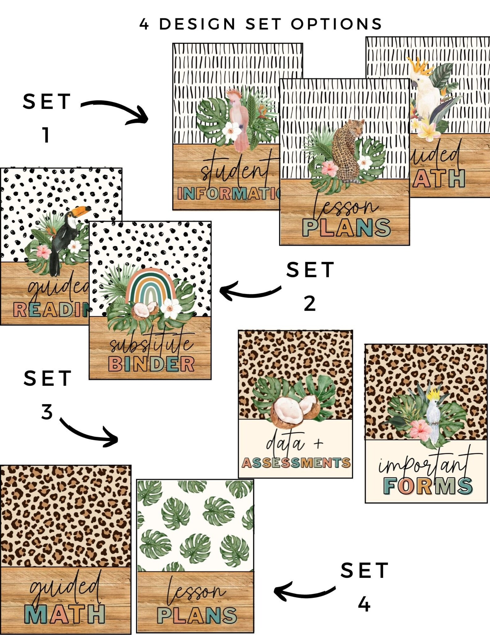 Boho Tropics Binder Covers editable - Etsy