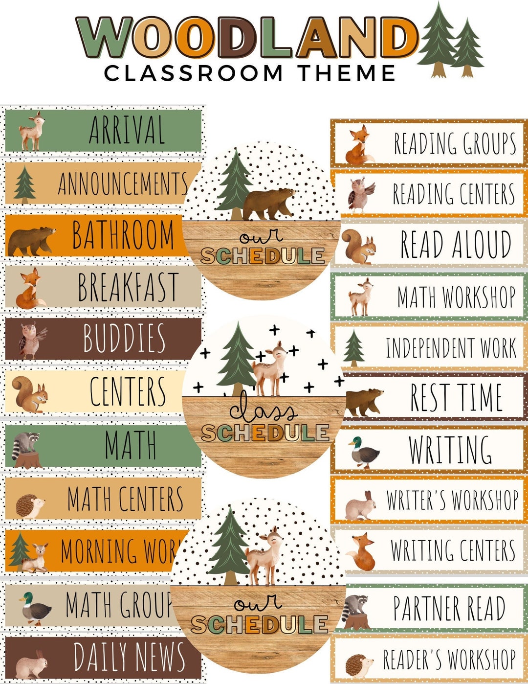 Woodland Visual Classroom Schedule [editable] - Etsy