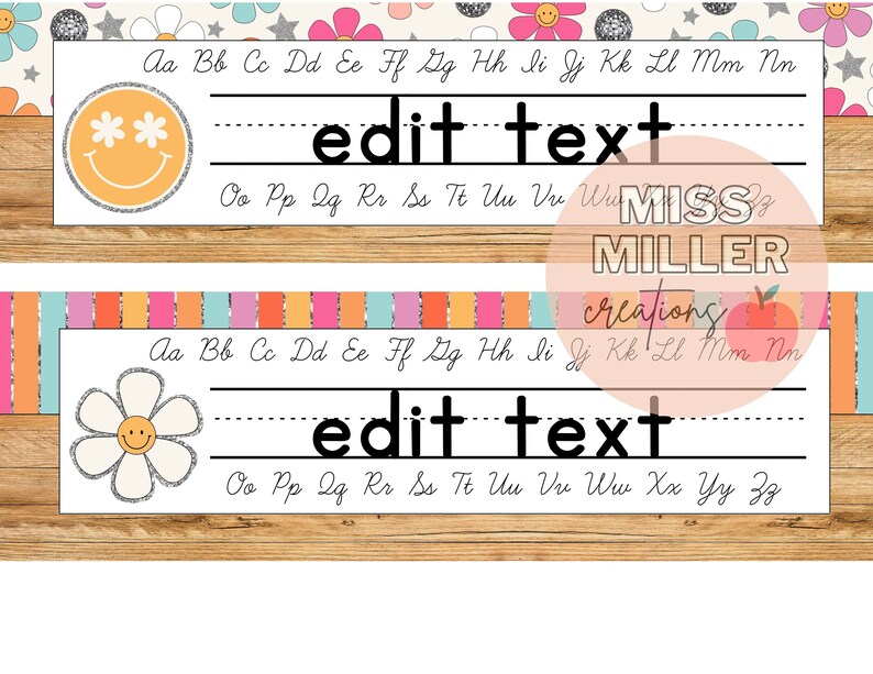 Groovy Glitter Desk Plates editable - Etsy