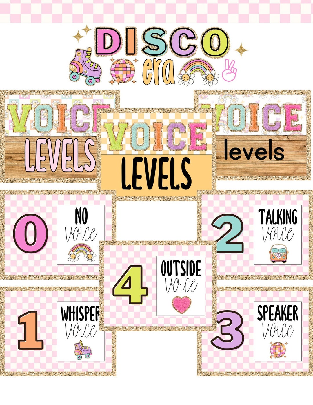 Disco Era Voice Level Classroom Posters - Etsy
