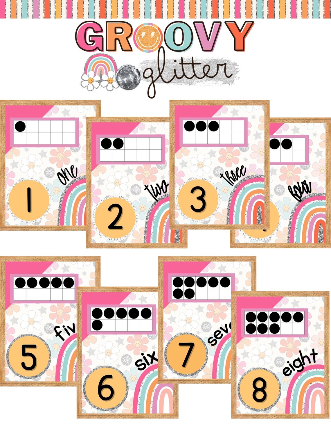 Groovy Glitter Classroom Number Posters - Etsy