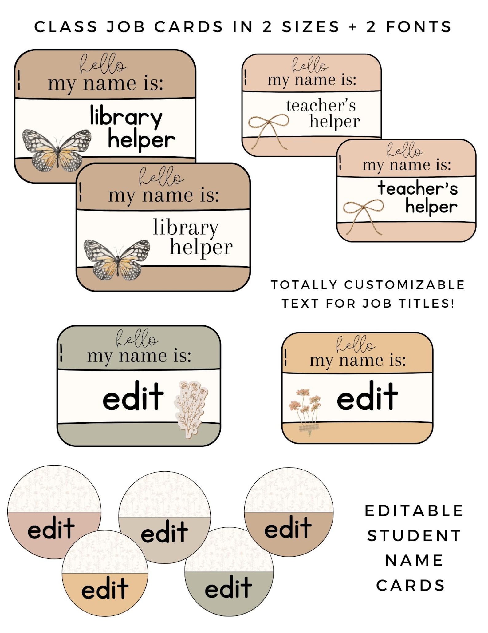 Wildflower Fields Class Jobs Display [editable] - Etsy