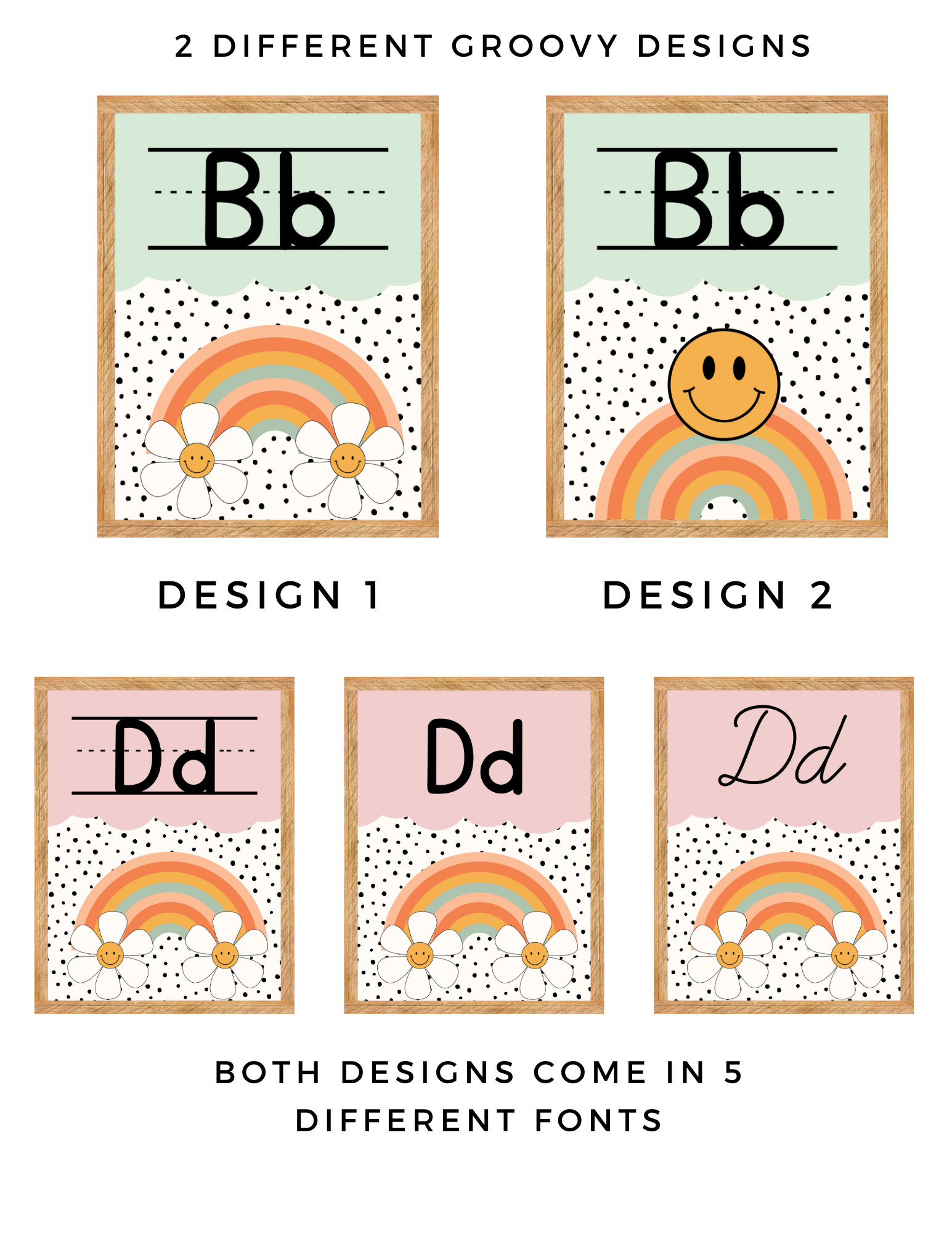 Groovy Boho Classroom Alphabet Posters, Happy Retro Classroom ABC Wall ...