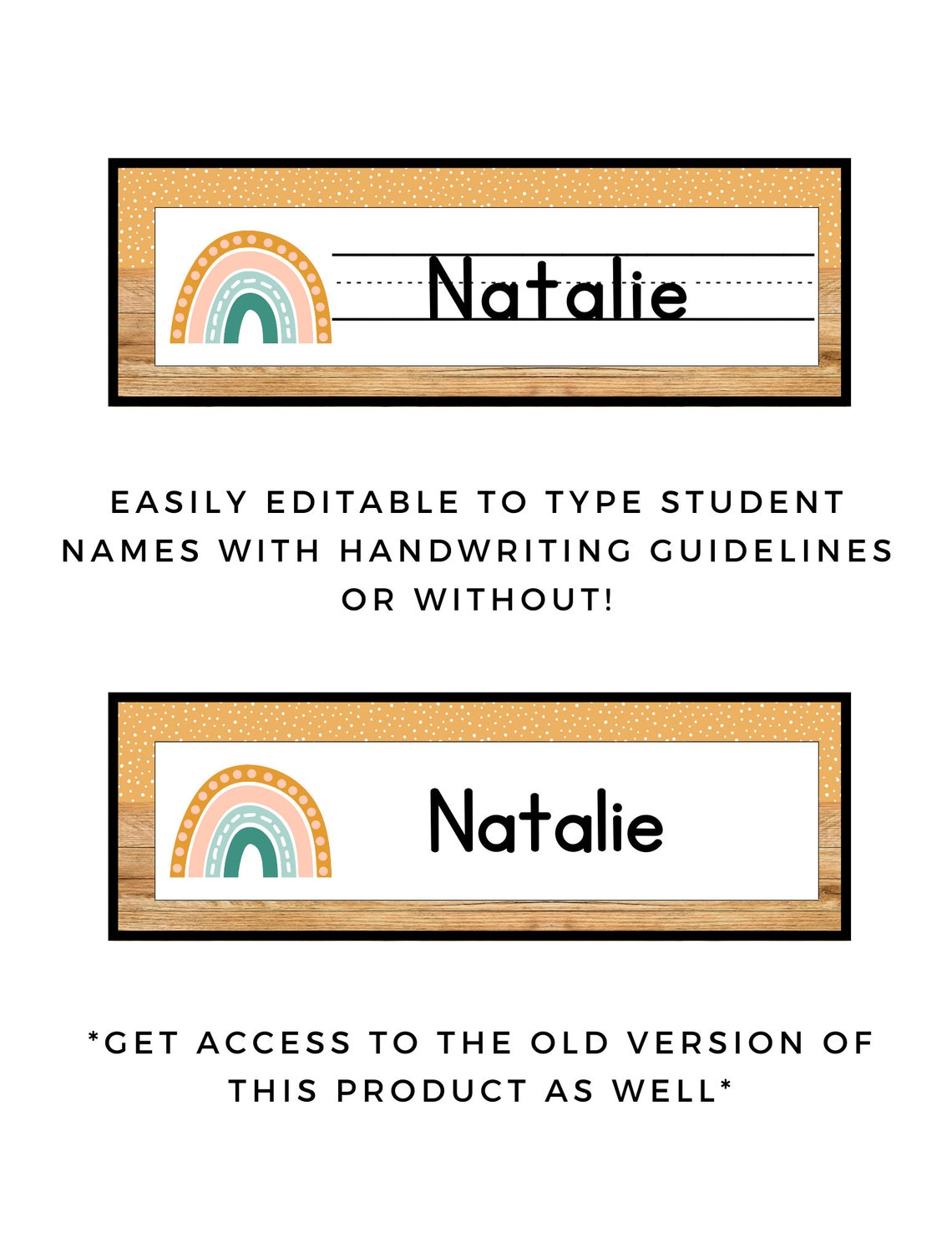 Modern Boho Rainbow Classroom Desk Plates editable - Etsy Australia