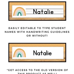 Modern Boho Rainbow Classroom Desk Plates [editable] - Etsy