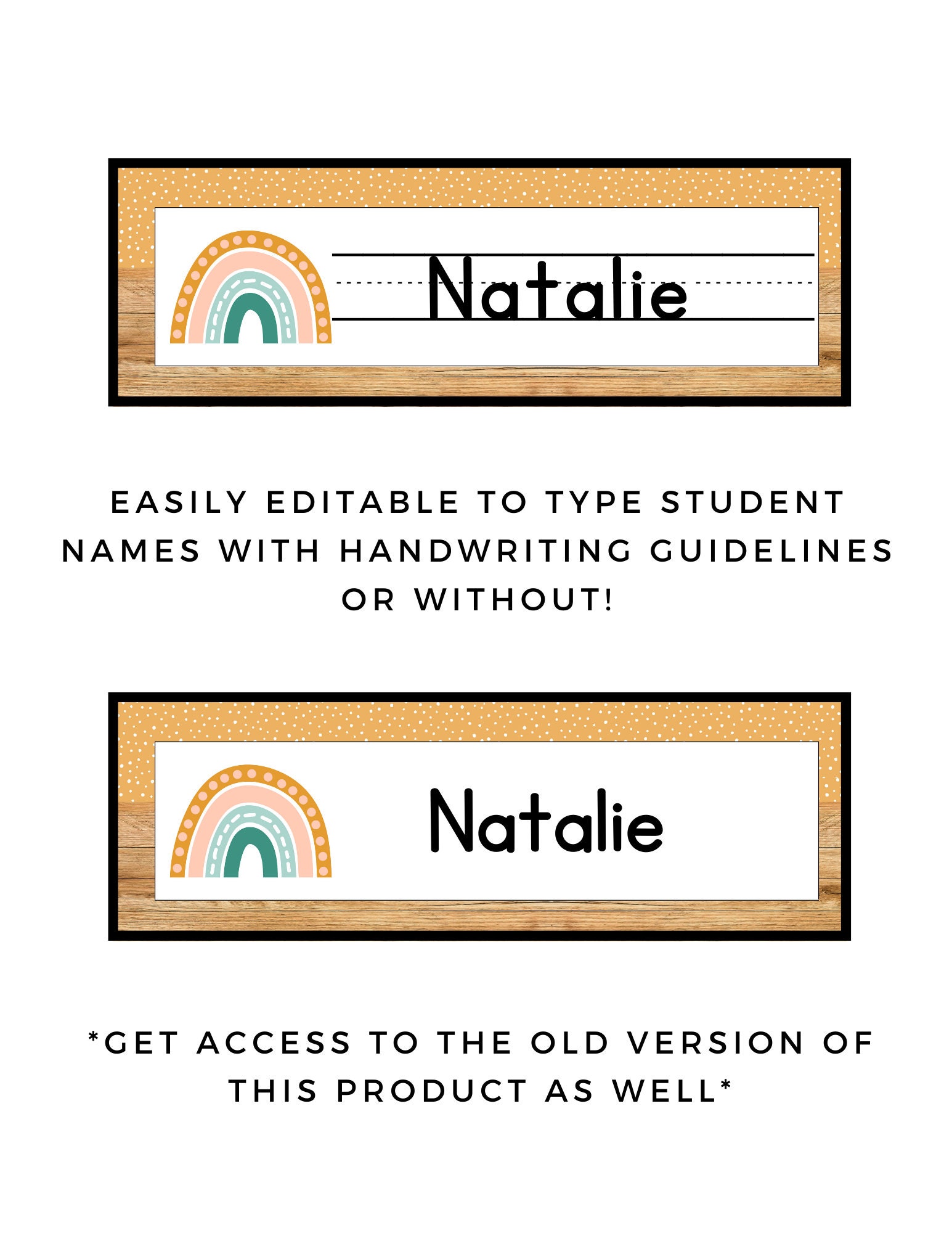 Modern Boho Rainbow Classroom Desk Plates [editable] - Etsy Australia