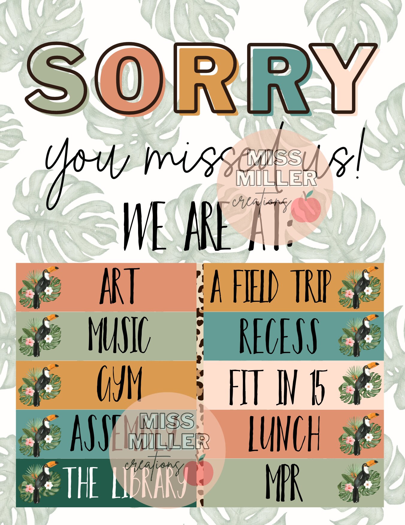 Boho Tropics Where Are We Classroom Door Sign [editable] - Etsy