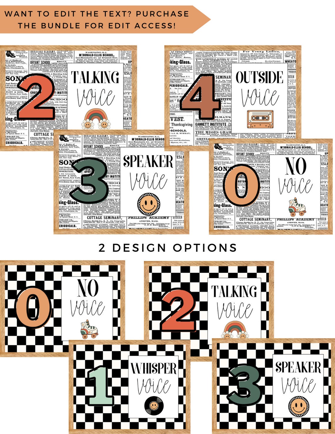 Groovy Vintage Voice Level Classroom Posters - Etsy