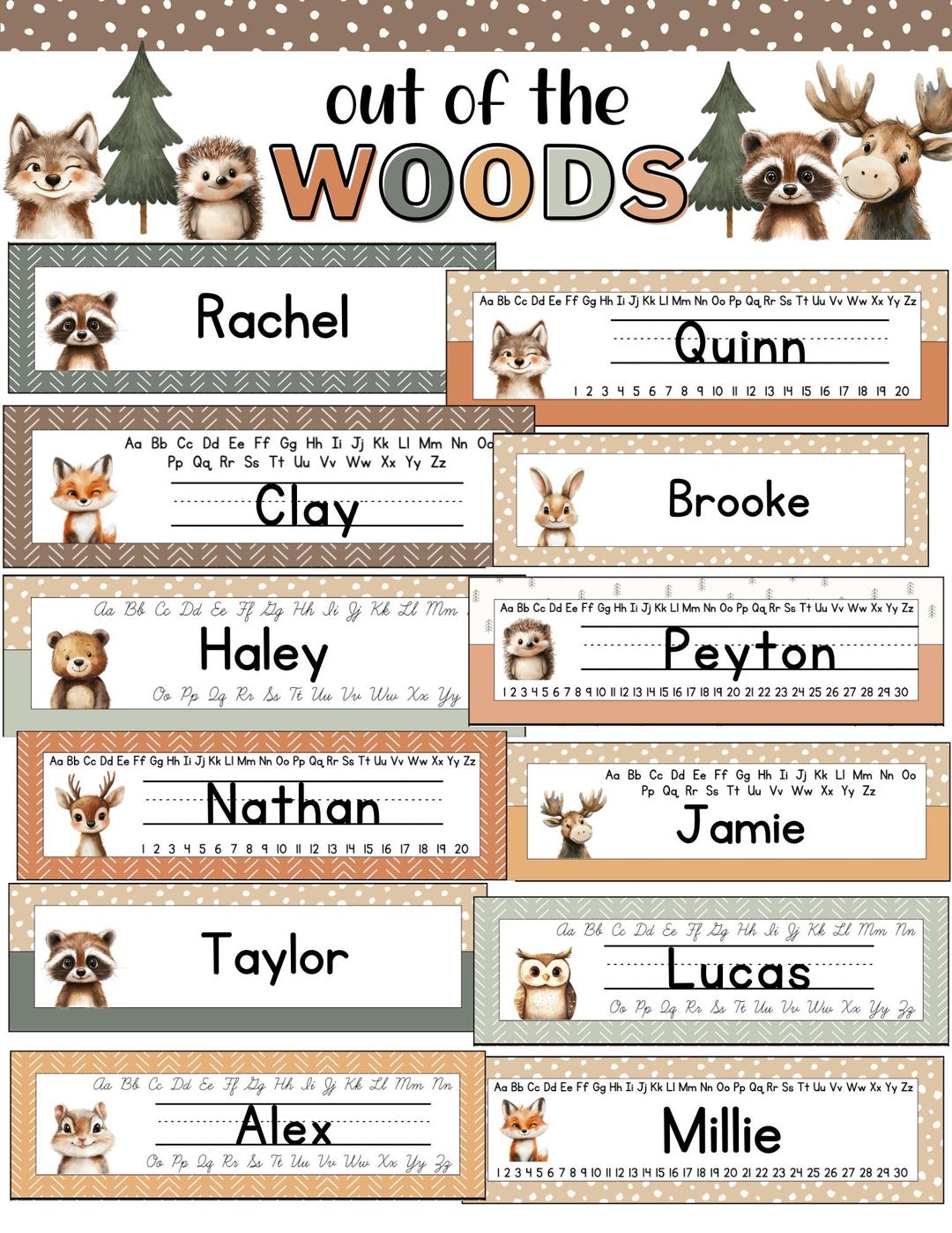 Out of the Woods Desk Plates/name Tags [editable] - Etsy