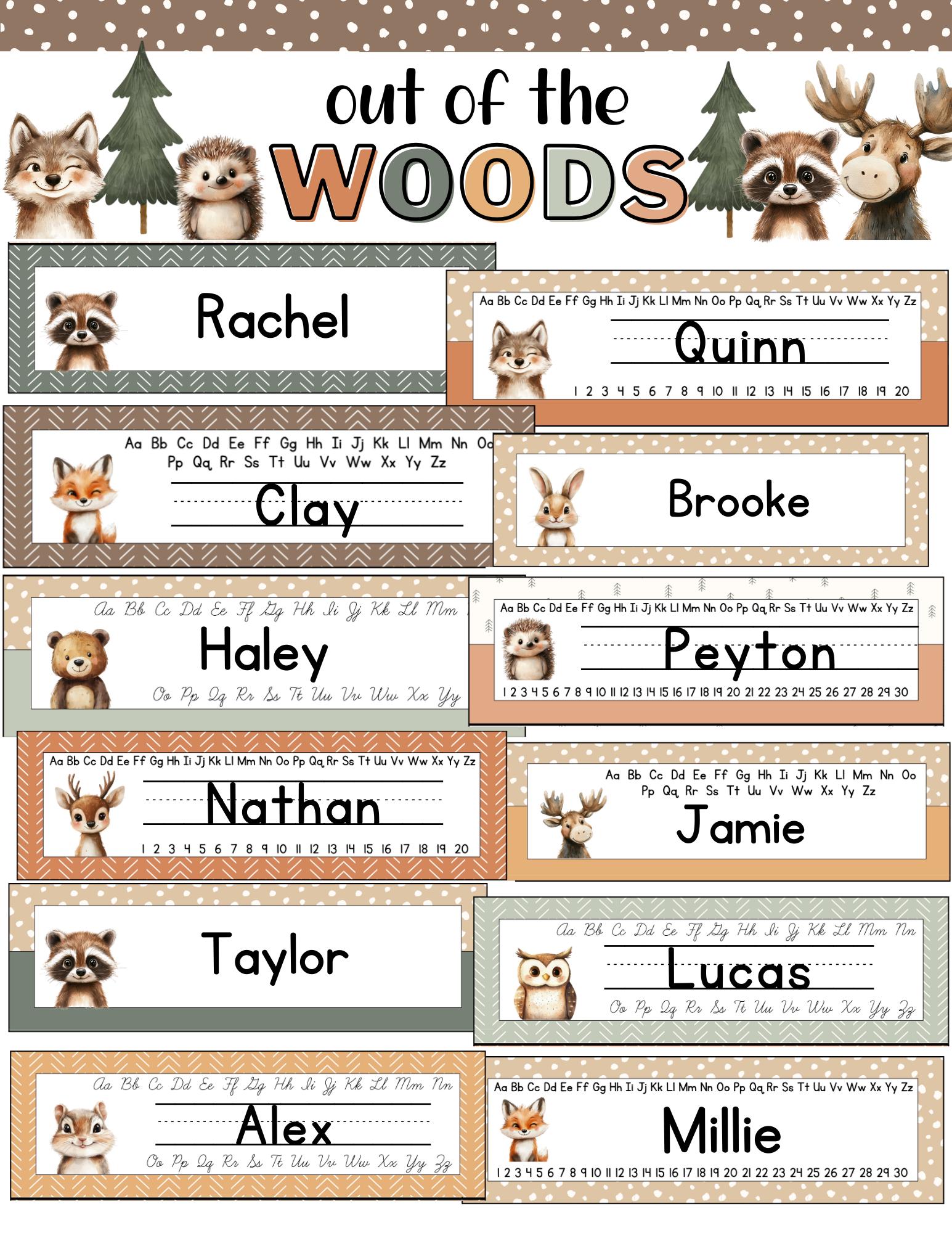 Out of the Woods Desk Plates/name Tags [editable] - Etsy
