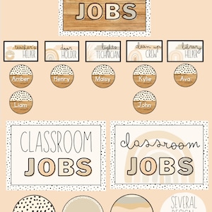 Neutral Boho Rainbow Classroom Jobs Display [editable] - Etsy