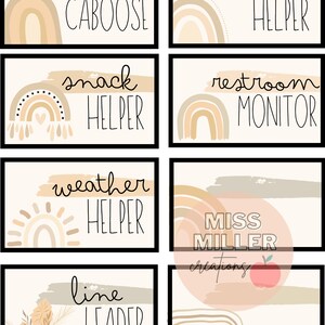 Neutral Boho Rainbow Classroom Jobs Display [editable] - Etsy