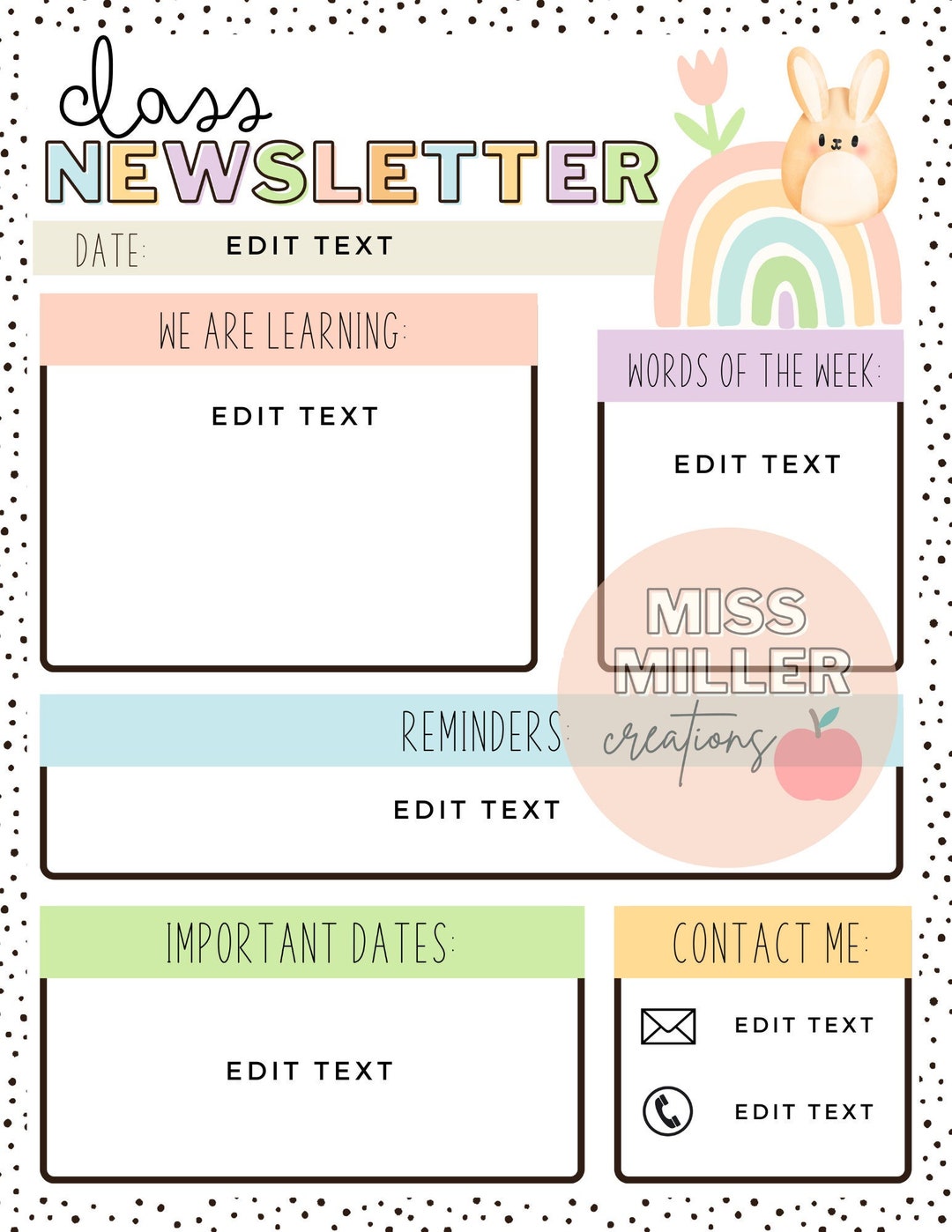 April/spring Newsletter Template [editable] - Etsy