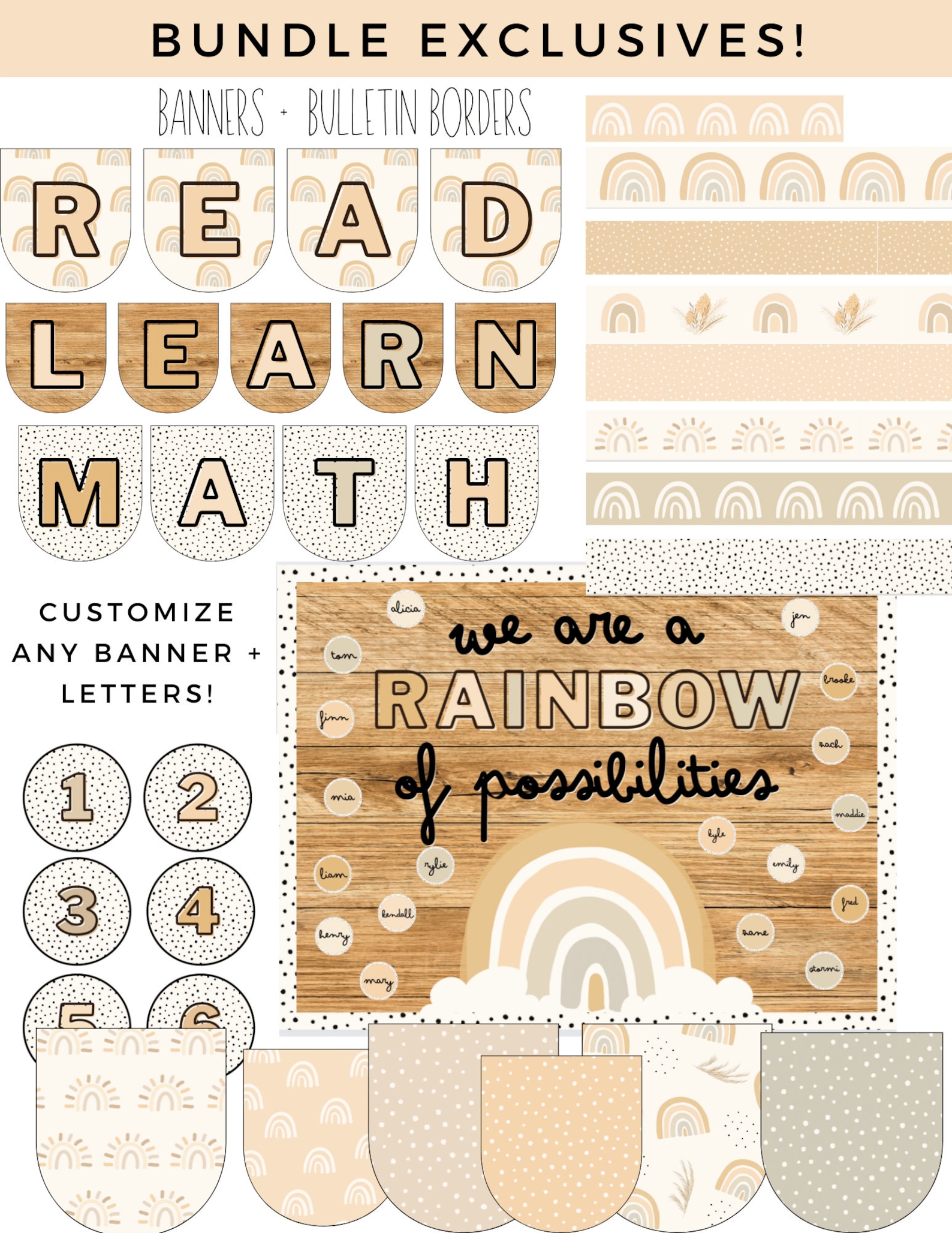 Neutral Boho Rainbow Complete Classroom Collection - Etsy