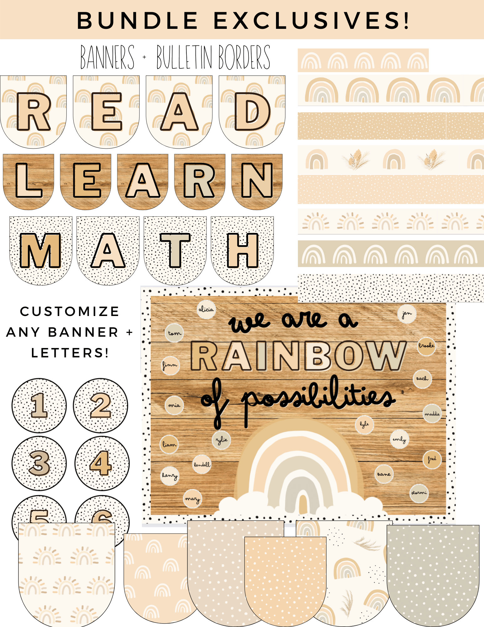 Neutral Boho Rainbow Complete Classroom Collection - Etsy