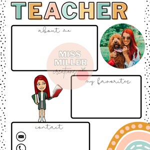 Boho Rainbow Meet the Teacher Template - Etsy