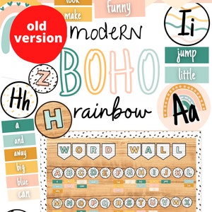 Modern Boho Rainbow Classroom Word Wall editable - Etsy