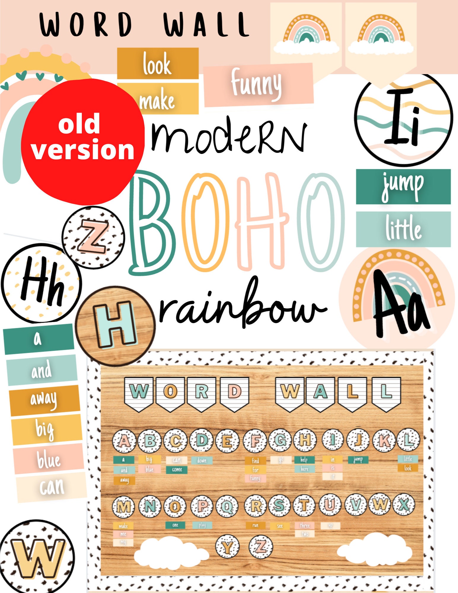 Modern Boho Rainbow Classroom Word Wall editable - Etsy Canada