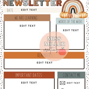 Fall/autumn Newsletter Template - Etsy