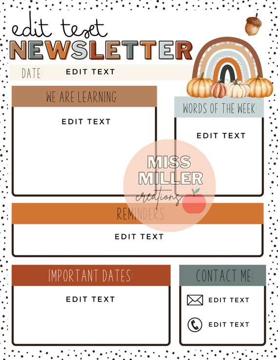 Free Blank Fall Newsletter Templates Church Newsletter Templates