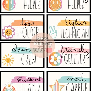Retro Rainbow Class Jobs Display [editable] - Etsy