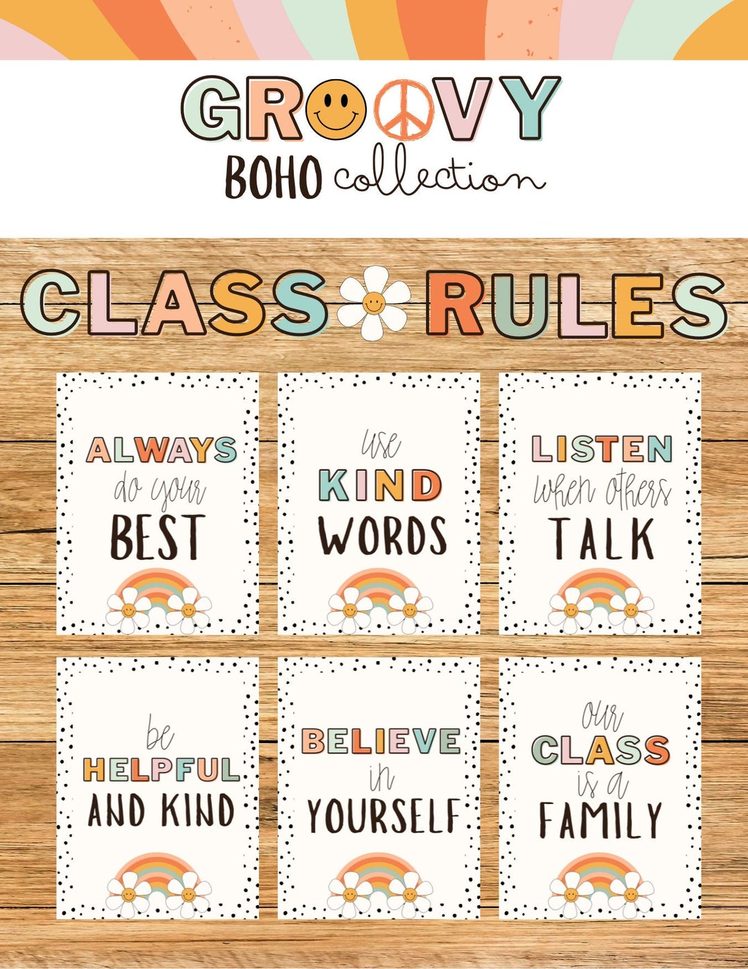 Coole Boho Class Rules Poster - Etsy.de