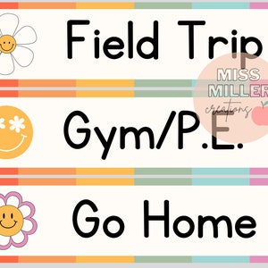 Retro Rainbow Classroom Schedule [editable] - Etsy