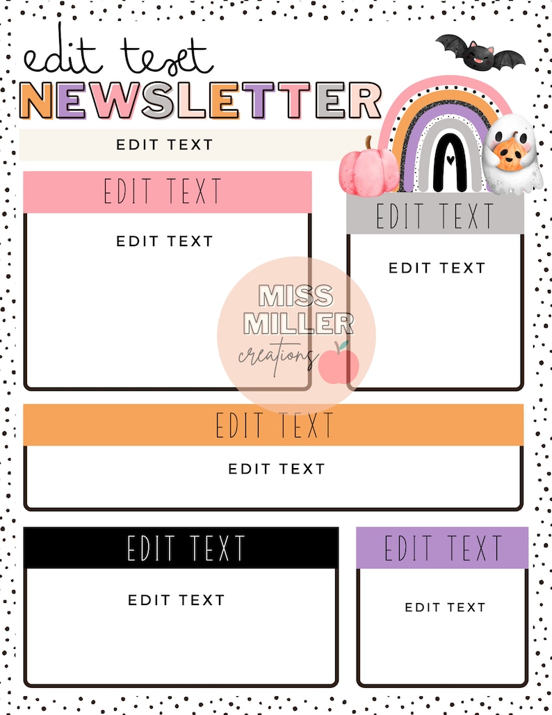 Modern Halloween Newsletter Template [editable] - Etsy