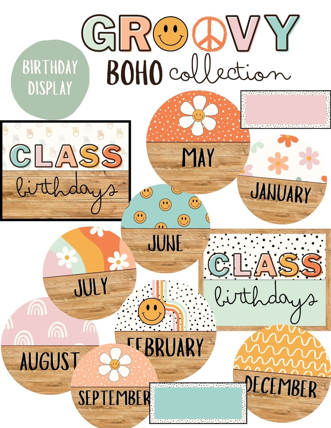 Groovy Boho Class Birthday Display - Etsy