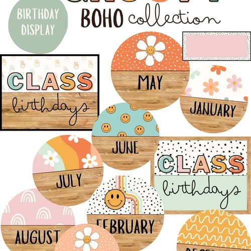 Groovy Boho Class Birthday Display editable - Etsy