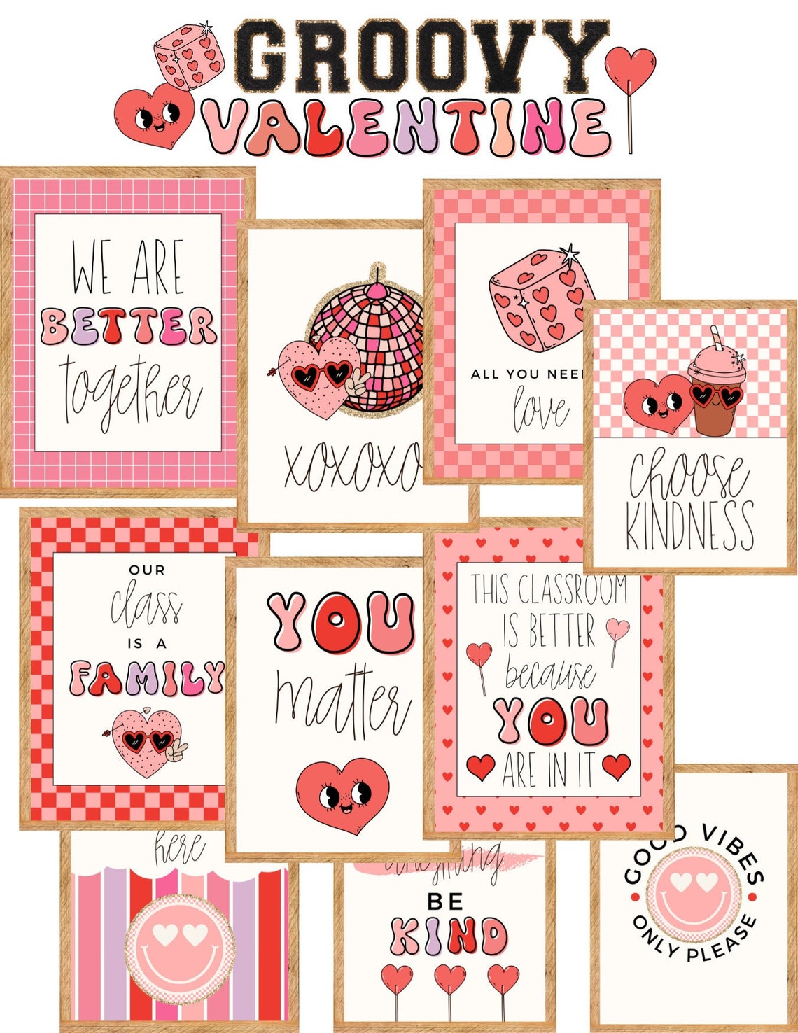 Groovy Valentine Classroom Decor Posters - Etsy