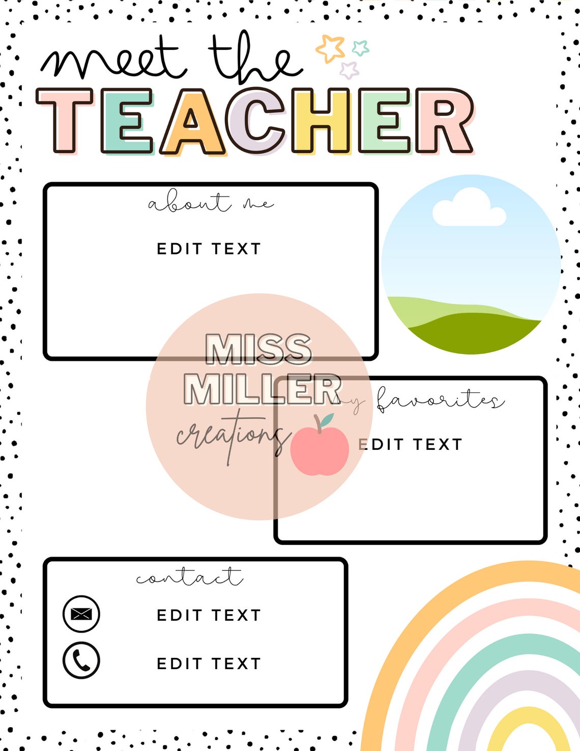 Pastel Boho Rainbow Meet the Teacher Template editable - Etsy