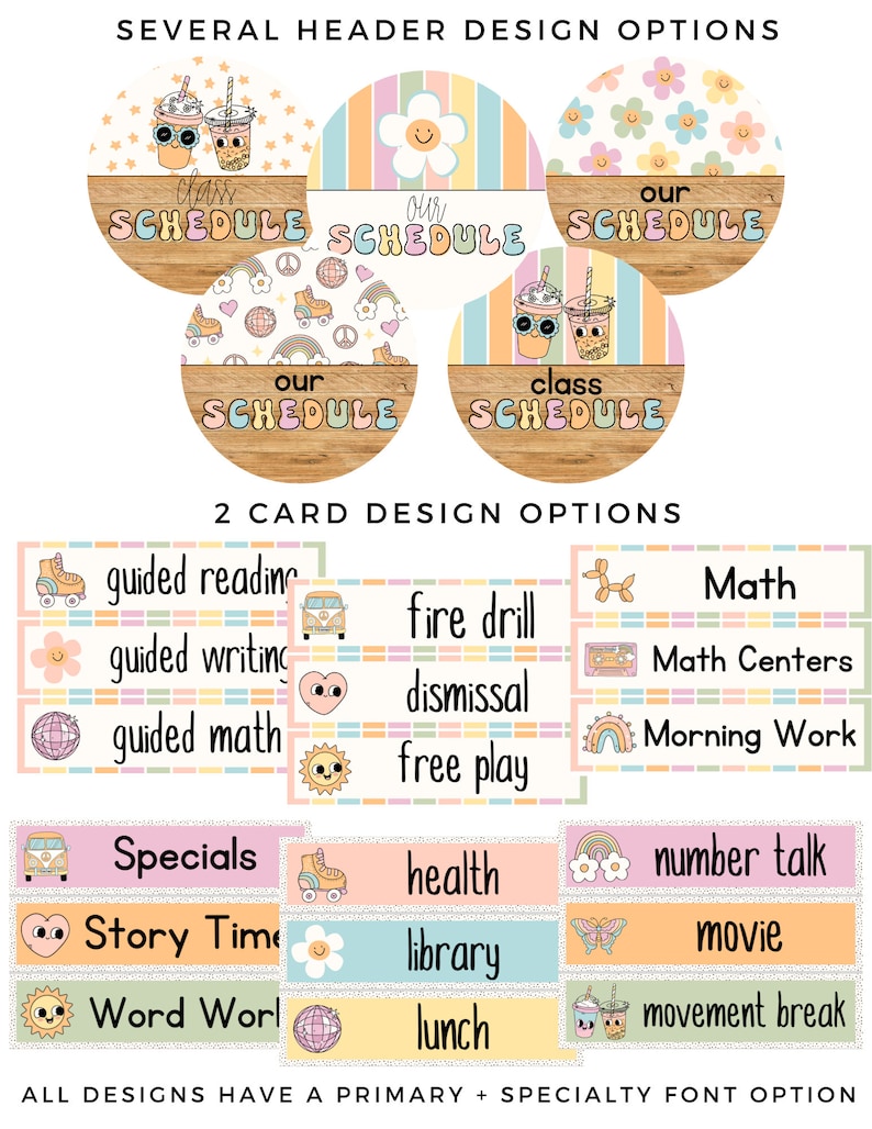 Groovy Pastel Classroom Schedule [editable] - Etsy