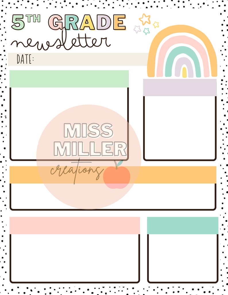 Pastel Boho Rainbow Classroom Newsletter editable - Etsy