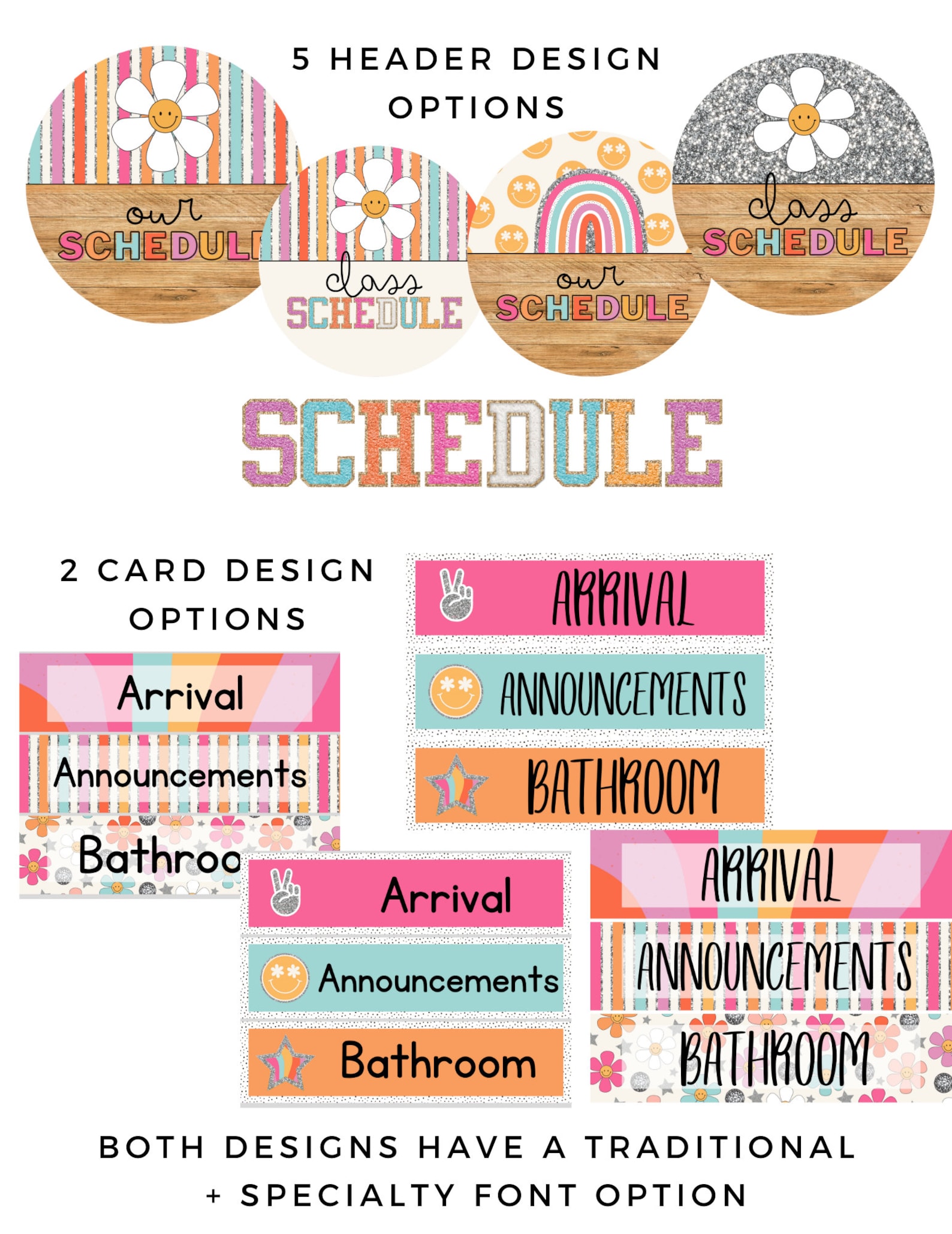 Groovy Glitter Classroom Schedule editable - Etsy