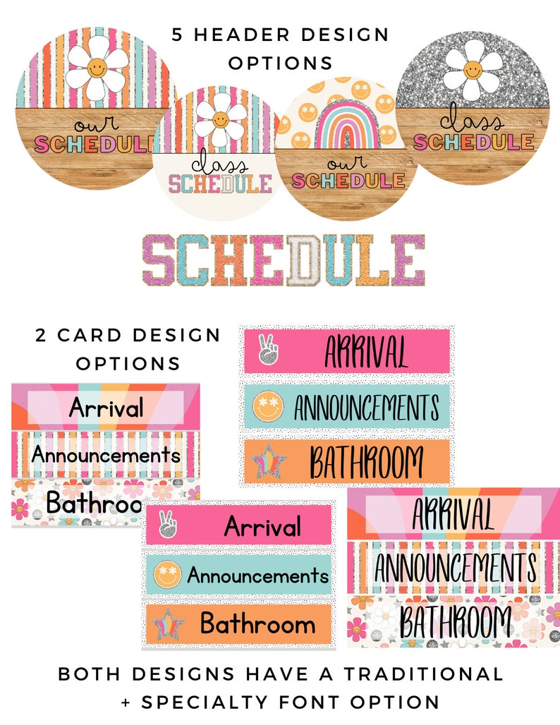 Groovy Glitter Classroom Schedule editable - Etsy