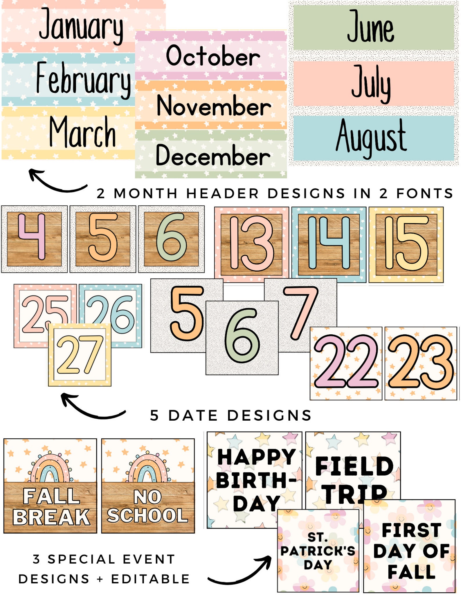 Groovy Pastel Classroom Calendar - Etsy