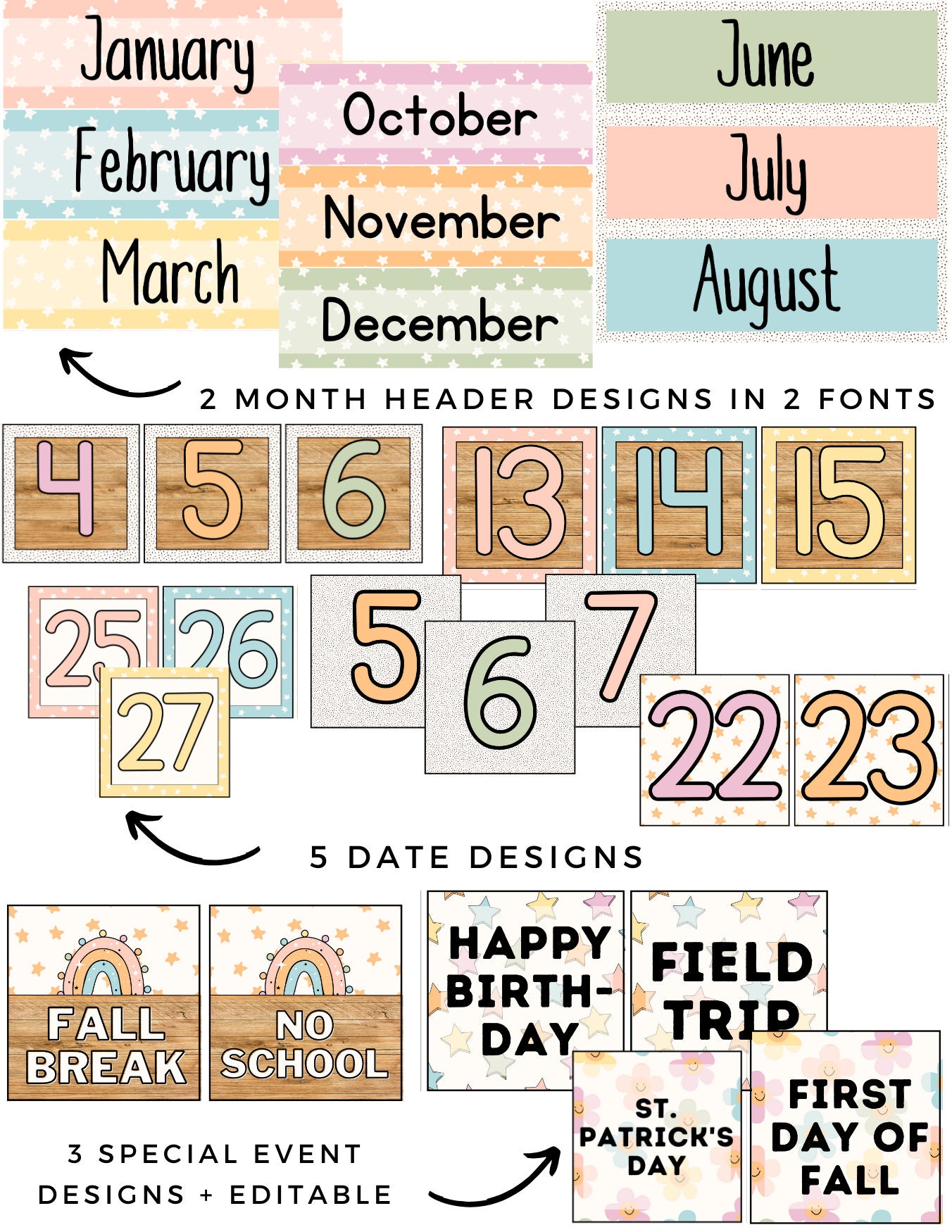 Groovy Pastel Classroom Calendar - Etsy