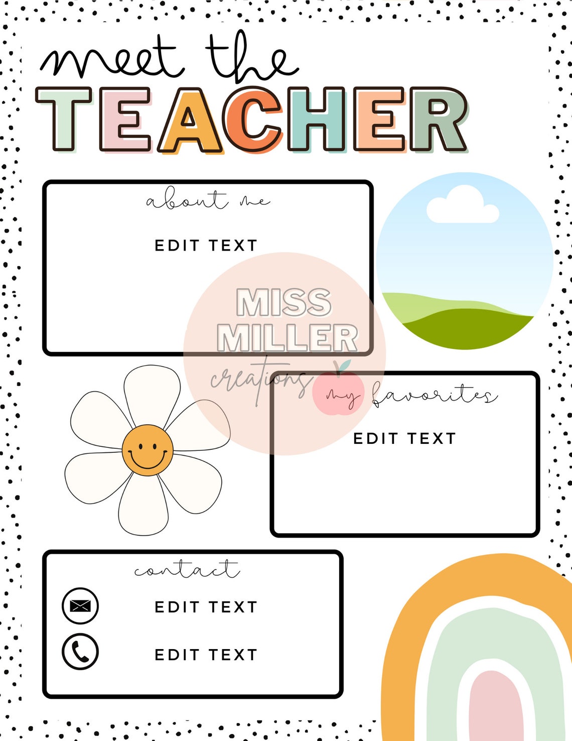 Groovy Boho Meet the Teacher Template - Etsy