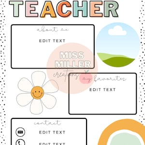 Groovy Boho Meet the Teacher Template - Etsy