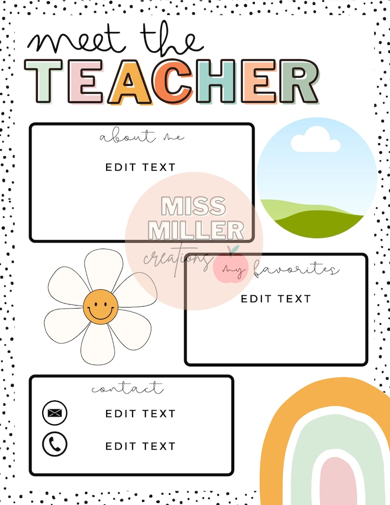 Groovy Boho Meet the Teacher Template - Etsy