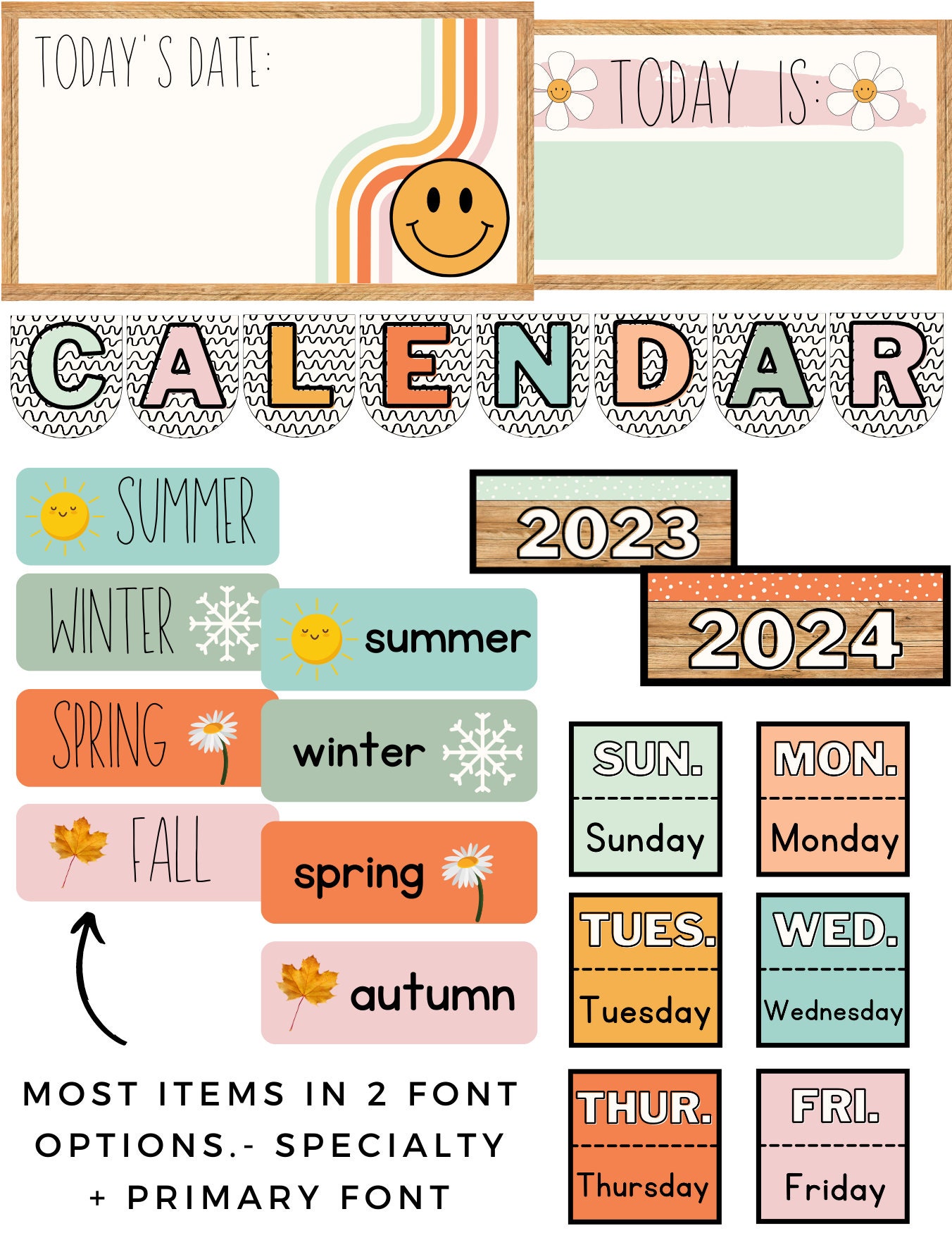 Groovy Boho Classroom Calendar - Etsy