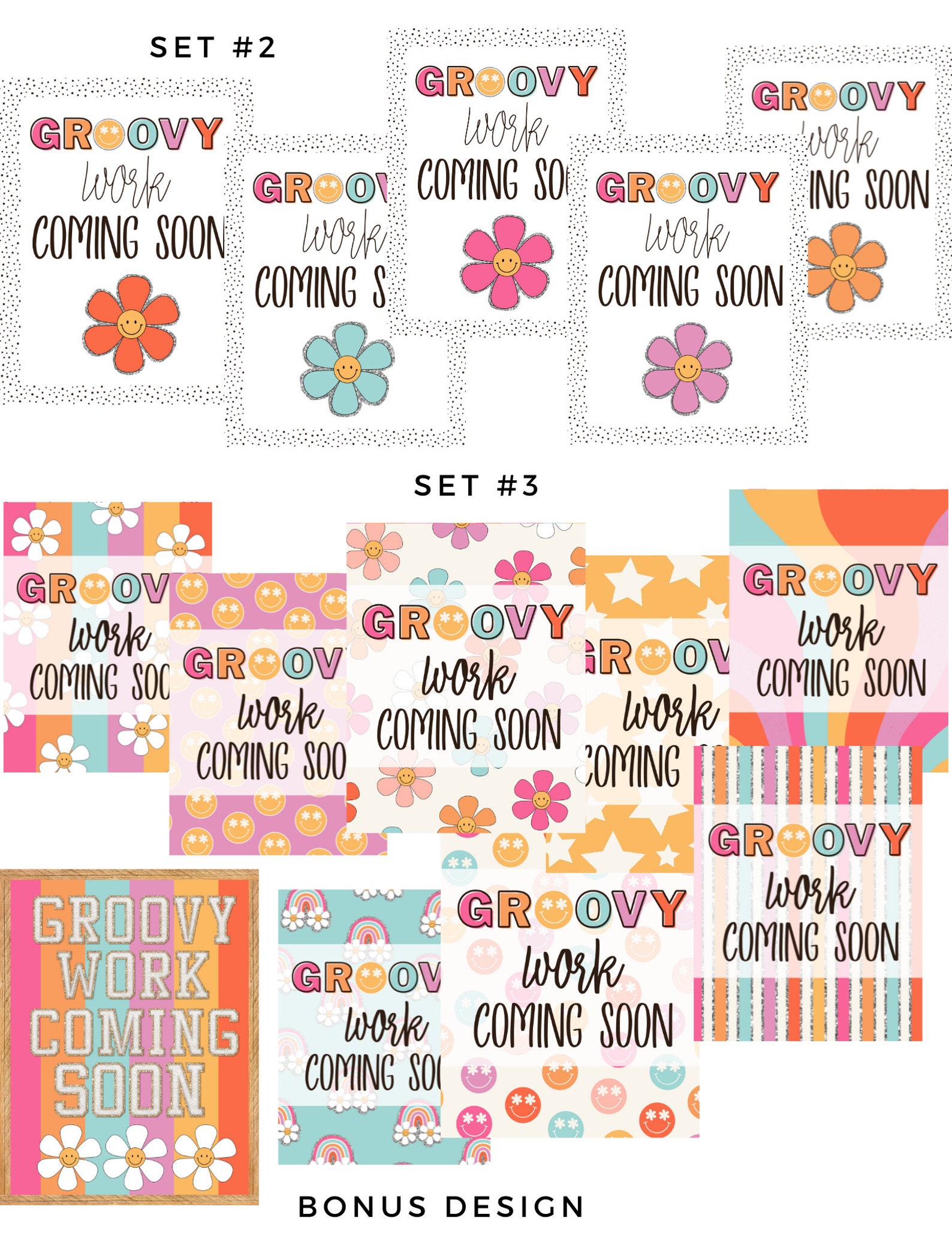 Groovy Glitter Work Coming Soon Posters - Etsy