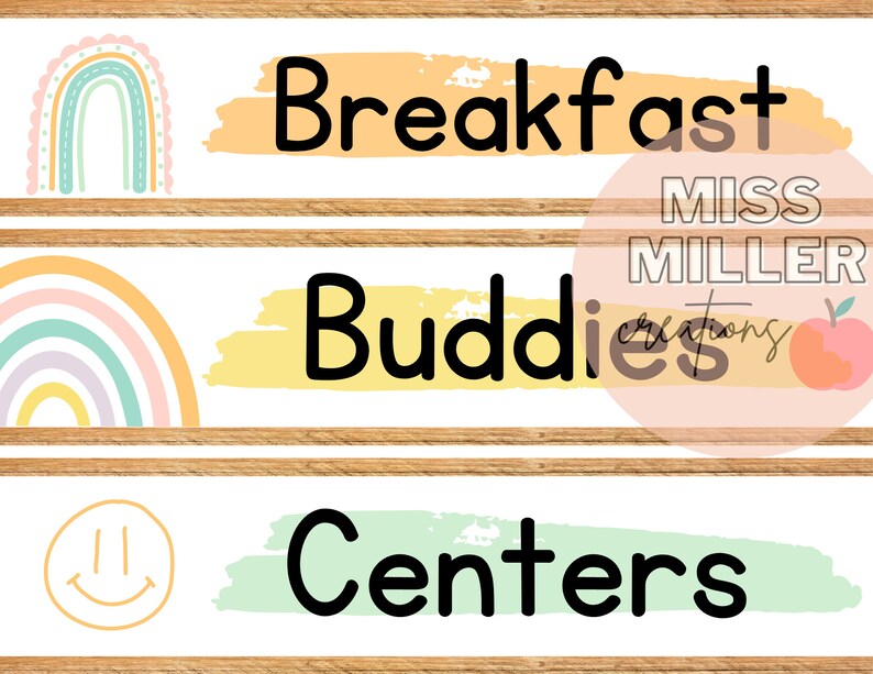 Pastel Boho Rainbow Classroom Schedule editable - Etsy